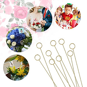 GAADSKCER 10 Pcs Metal Floral Place Card Holder, 12.2 Inches Flower Card Holder Gift Card Bouquet Kit for Bouquet Holder Wedding Party Birthday Party (Round)