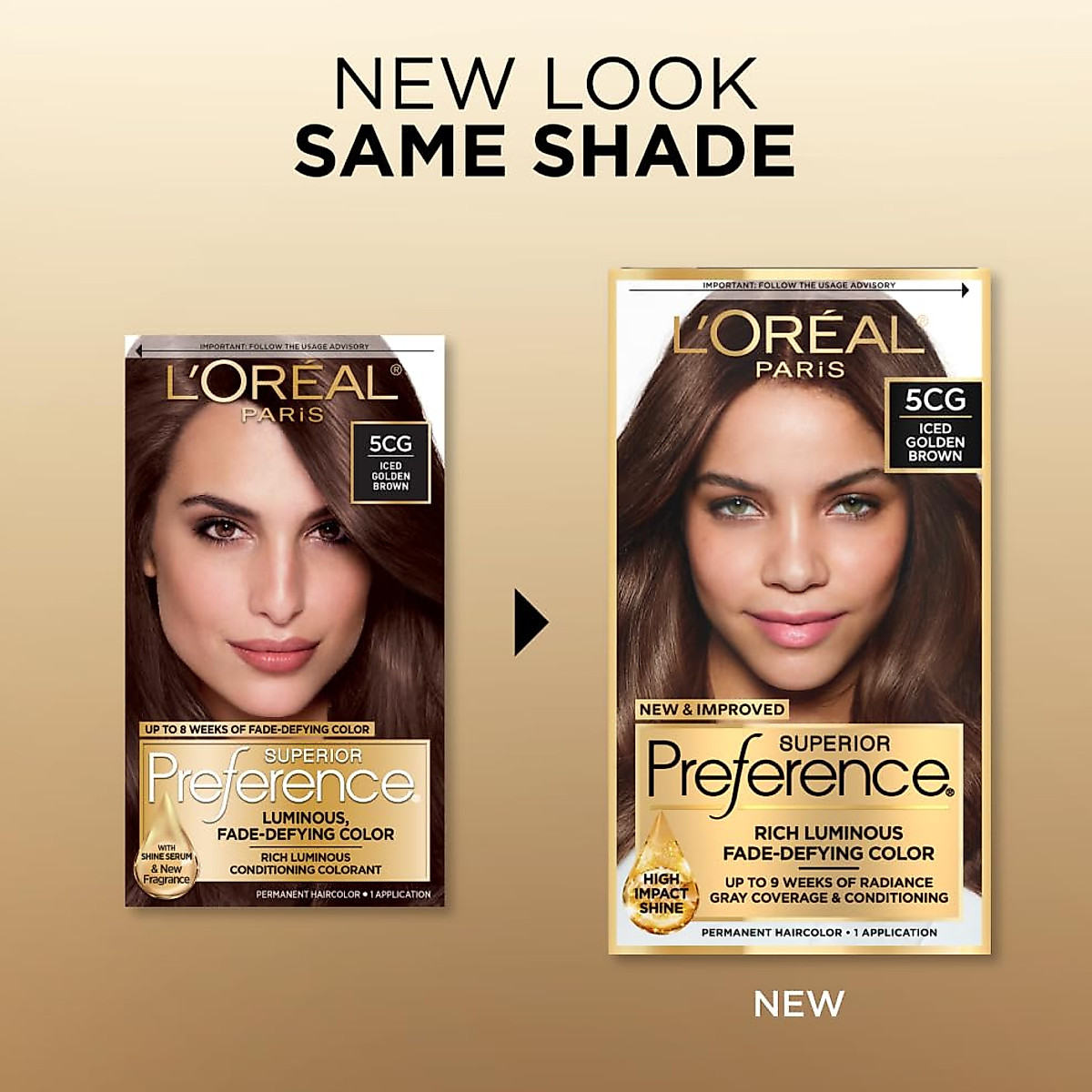 L'Oreal Paris Superior Preference Fade-Defying + Shine Permanent Hair Color, 5CG Iced Golden Brown, Pack of 1, Hair Dye