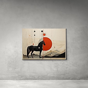 Majestic Black Stallion Galloping In The Clouds, Black Horse On Salt Flats, Canvas Print, Black Horse Print, Black Horse Wall Art