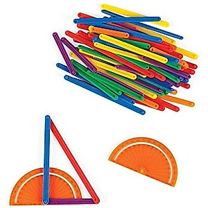 hand2mind AngLegs Geometry Set with 2 Protractors, Explore Angles, Shapes, and Geometry, Triangle Geometry, Math Manipulatives, Shape Geometry, Geometry Resource, Montessori Math (Sets of 72)