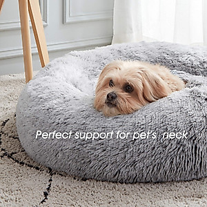 WESTERN HOME WH Calming Dog Bed & Cat Bed, Anti-Anxiety Donut Dog Cuddler Bed, Warming Cozy Soft Dog Round Bed, Fluffy Faux Fur Plush Dog Cat Cushion Bed for Small Medium Dogs and Cats