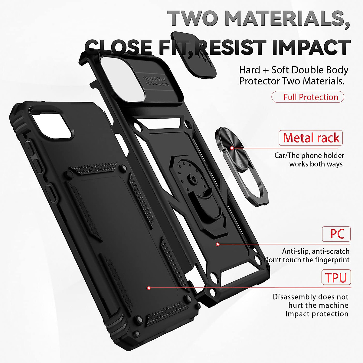 Guzhthi for Samsung Galaxy A04 Case: with Cell Phone Screen Protector Glass and Camera Back Cover Protective Heavy Duty Shockproof Rugged - Military Protection Bumper - Black Jc