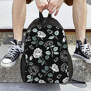 OPSREY Rose Gothic Print Laptop Backpack Bag Lightweight Large Capacity Casual Travel Daypack For Men Women