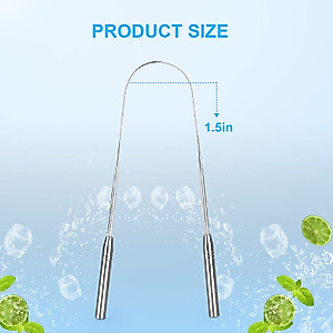 Tounge Scraper Cleaner, 2-Pack Stainless Steel Tongue Scarper Silver - Tongue Cleaner for Adults, Kids, Men & Women - Cure Bad Breath with BPA-Free Metal Tongue Scrapers for Better Dental Hygiene