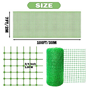 JUNKOGO Garden Netting, 7 x 100 Ft, Safe Against Bird, Squirrel, Deer and Other Pests, Extra Strong Bird Netting for Garden, Garden Fence Net, Protect Vegetables, Plants and Fruit Trees, Green