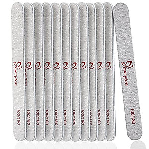 Maryton Nail File 12 PCS Emery Board 100/180 Grit for Acrylic Nails Poly Gel Nails Fingernail Files Set Manicure Kit Tools