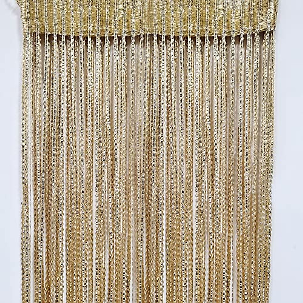DLD String Curtains Beaded Door Curtain,Curtains Panel Divider Window Door Fly Screen for Door Wall and Window Decoration,200cm x 100 cm(200cm*100 cm,Golden)