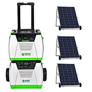 Nature's Generator Platinum System 1800W Solar & Wind Powered Pure Sine Wave Off-Grid Generator + 1200Wh Power Pod (1920Wh total) + 3 of 100W Solar Panels w/Infinite Expandability, Gasless, Fumeless