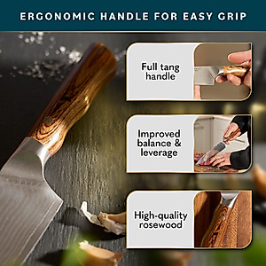 Home Hero 2 Pcs Japanese Knife Collection with Sheath - VG10 Damascus Steel Triple Rivet Kitchen Knife - Ultra Sharp 67 Layers Damascus Knife with Ergonomic Rosewood Handle (8 Inch Chef Knife)