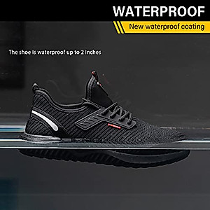Waterproof Steel Toe Shoes for Men Lightweight Non-Slip Sneakers Comfortable Puncture Proof Safety Shoes Indestructible Work Shoes Zapatos Punta de Acero para Hombres Black