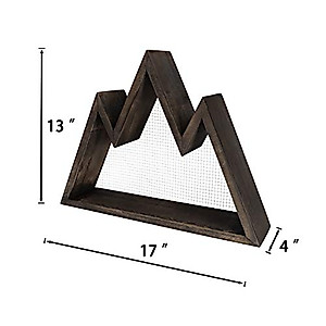Mkono Mountain Shelf, Floating Wall Shelf Rustic Wood Display Shelving for Crystal,Photo,Plants, Woodland Nursery Decor, Modern Geometric Wall Art Home Decor for Bedroom,Living Room, Office