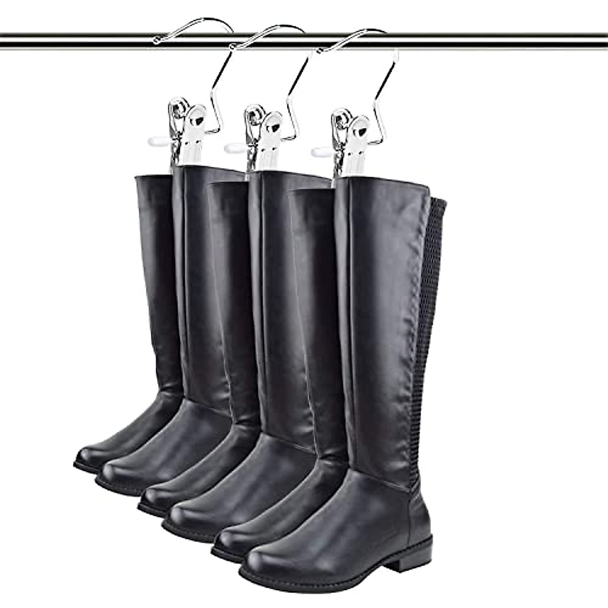 Frezon 15 Pack Boot Hanger for Closet, Laundry Hooks with Clips, Boot Holder, Hanging Clips, Portable Multifunctional Hangers Single Clip Space Saving for Jeans, Hats, Tall Boots, Towels(White)