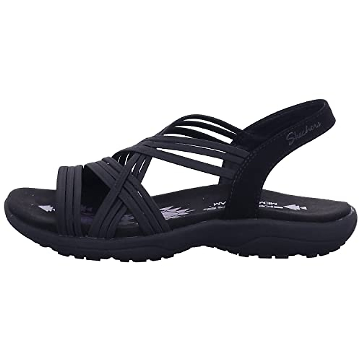 Skechers Women's Reggae Slim-Simply Stretch Sport Sandal, Black, 8