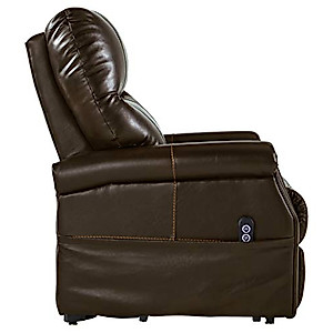 Signature Design by Ashley Markridge Faux Leather Modern Electric Power Lift Recliner for Elderly, Brown