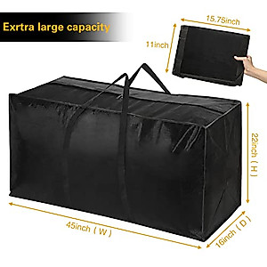 Fixwal XXL Moving Bags Jumbo Extra Large Heavy Duty Storage Bags Moving Totes Alternative to Moving Boxes, Stronger Straps Strong Handles & Zippers, Storage Totes for Clothes, Comforters (Black-3 Set)