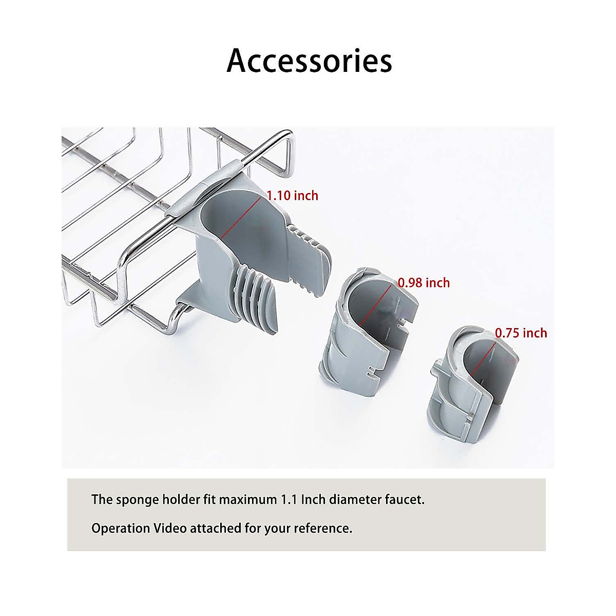 Enhydra 3 in 1 Sponge Holder for Kitchen Sink, Sink Area Saving Faucet Rack Stainless Steel Sink Caddy, Dish Rag Hanging