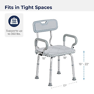 Drive Medical PreserveTech 360-Degree Swivel Shower Chair with Arms & Back, Grey
