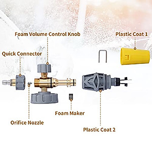 Tool Daily Foam Cannon, Adjustable Foam Blaster, Snow Foam Lance with M22 and 1/4 Inch Quick Connect, Additional Orifice Nozzle 1.1mm, 1.5 Liter
