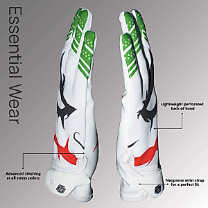 Essential Wear Football Gloves Men - Youth & Adult White Football Gloves - Performance Enhancer Receiver Gloves with Super Tacky Grip for Ultimate Experience - Adult & Youth Sizes