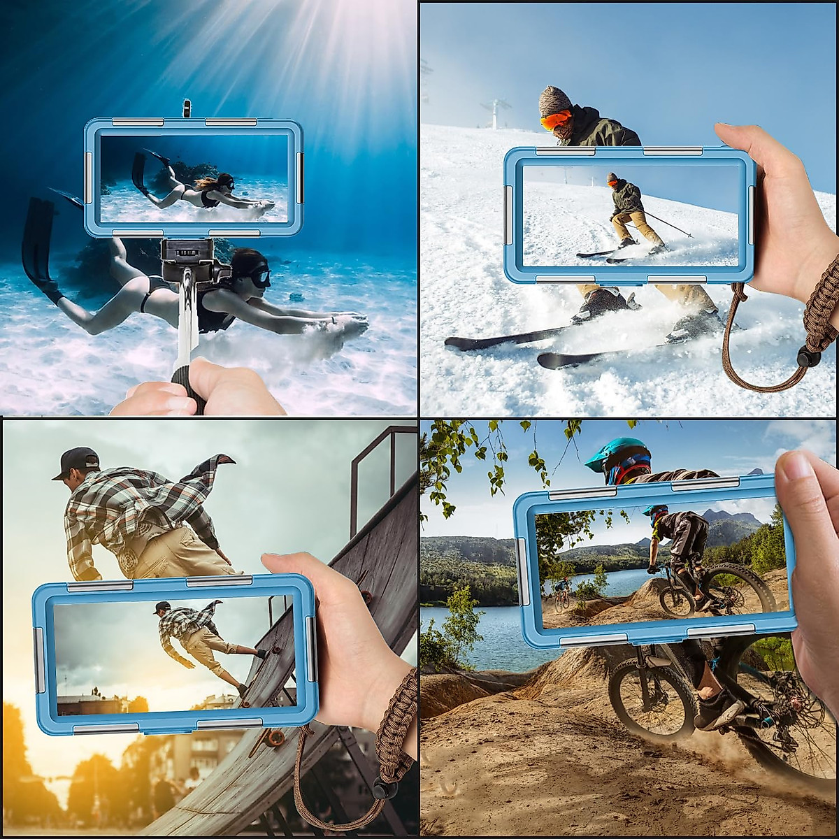 ShellBox Case Diving Case 2nd Gen for Phone/Samsung Galaxy Series, Universal Phones[4.9-6.9 Inch],Snorkeling[15m/50ft] Full Body Protector(Blue-Grey)