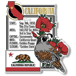 California Six-Piece State Magnet Set by Classic Magnets, Includes 6 Unique Designs, Collectible Souvenirs Made in The USA
