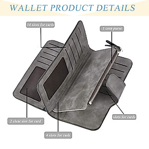 DEABOLAR Women Custom Wallet Personalized Leather Wallet Girlfriend Gift Ladies Wallet (Gray)