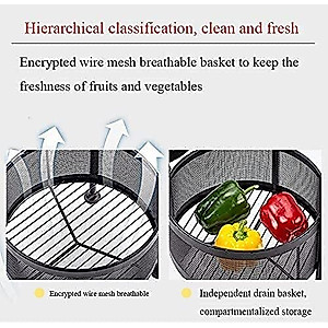 PRMAL Kitchen Movable Trolleys 5 Tier Kitchen Rotatable Storage Rack, Rotating Multi-Layer Kitchen Shelf with Wheels, Household Cart, for Kitchen Living Fruit Vegetable Snack Stand/B