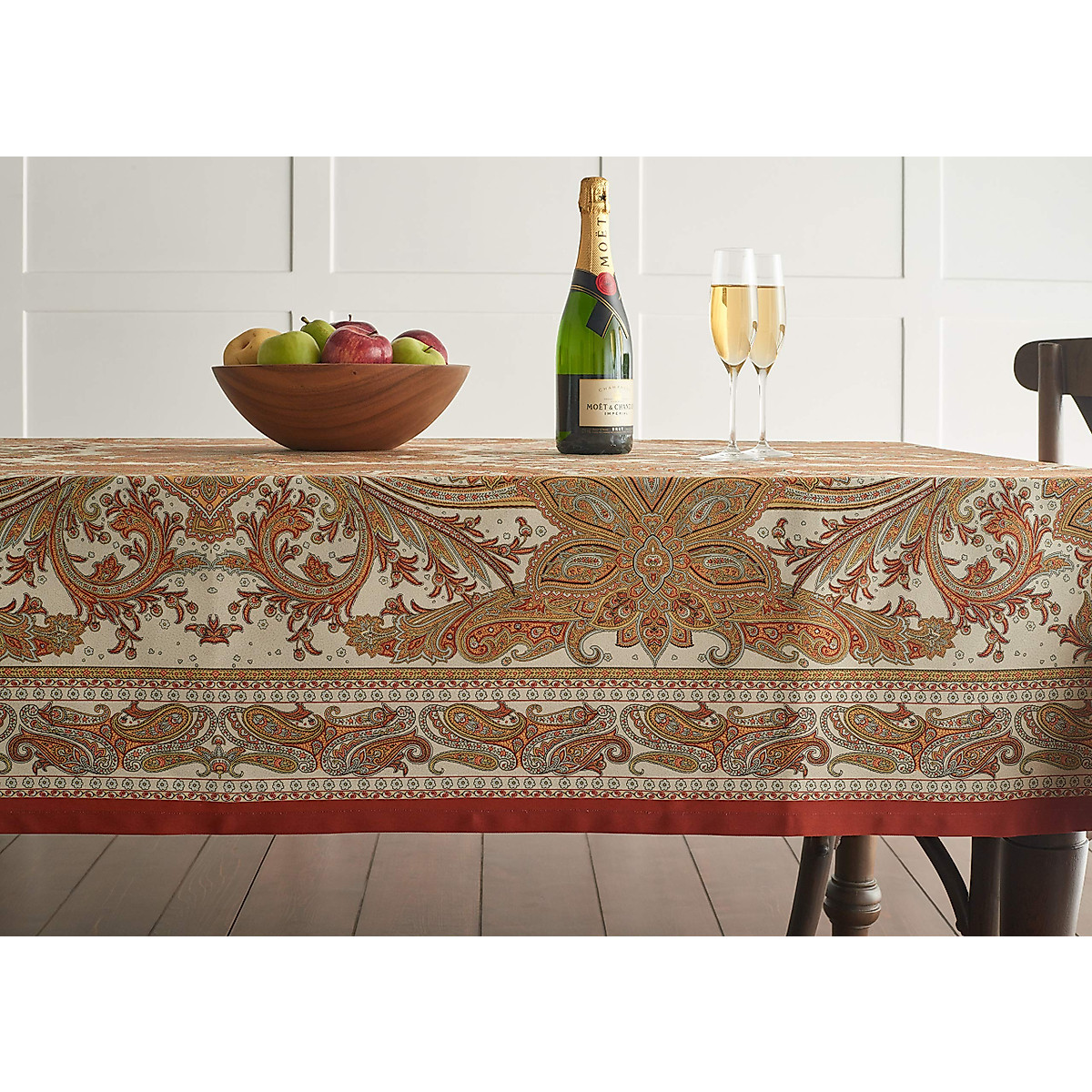 Maison d' Hermine Tablecloth 100% Cotton 60"x120" Washable Rectangle Table Cover Decorative Tablecloths, Dining & Camping, Kashmir Paisley - Thanksgiving/Christmas