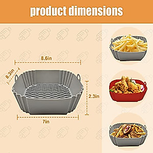 Air Fryer Silicone Pot - 8 Inch Reusable Air Fryer Silicone Liner Food Safe Air fryers Silicone Basket Easy Cleaning Air fryer Oven Accessories-2PCS