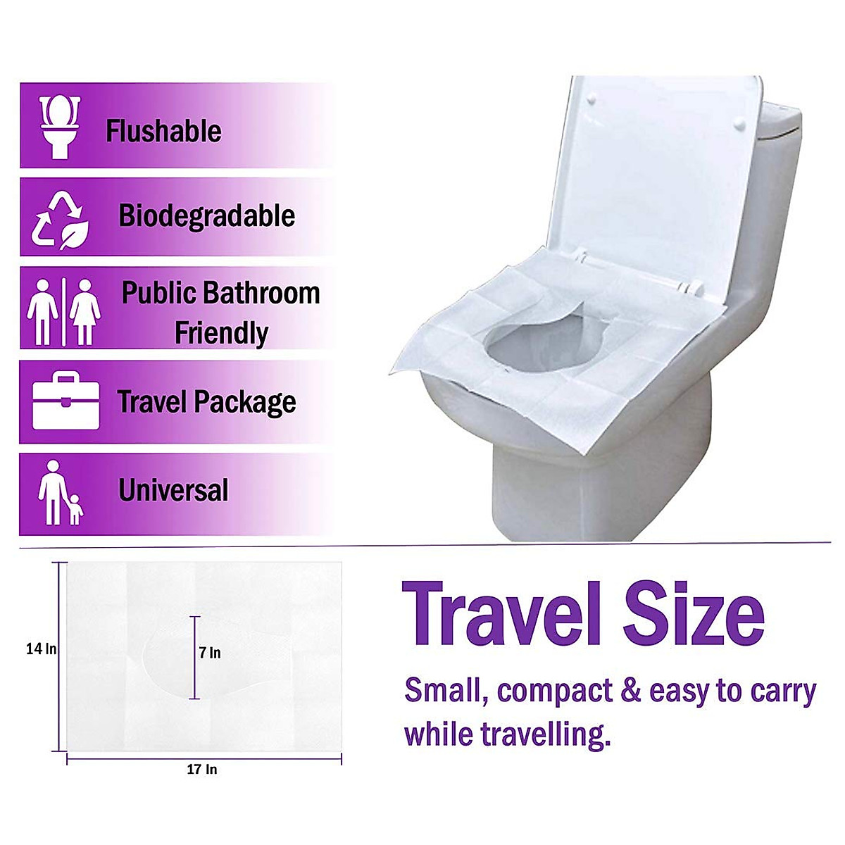 Toilet Seat Covers Paper Flushable (100 Pack | 100 Sheets) - Flushable Paper Toilet Seat Covers for Adults and Kids Potty Training - Travel Accessories for Public Restrooms, Airplane, Camping
