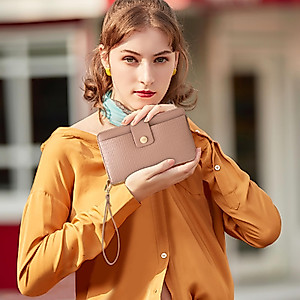 PRETTYZYS Wallet Women Rfid Crossbody Bag Handbag - Handmade Blocking Wristlet Clutch Zipper for Ladies Teenage Girls – Cell Phone with Coins Credit Cards Cash Pockets, Pink