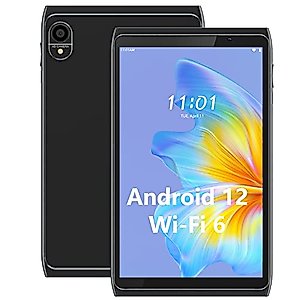 Tablet Android 12 Tablets 8 inch, WiFi 6 Tablet Computer 2GB RAM 32GB ROM, 1280x800 IPS Touch Screen, 2+8MP Dual Camera, 4300mAh Battery, Google GMS Certified Tablet PC, Black
