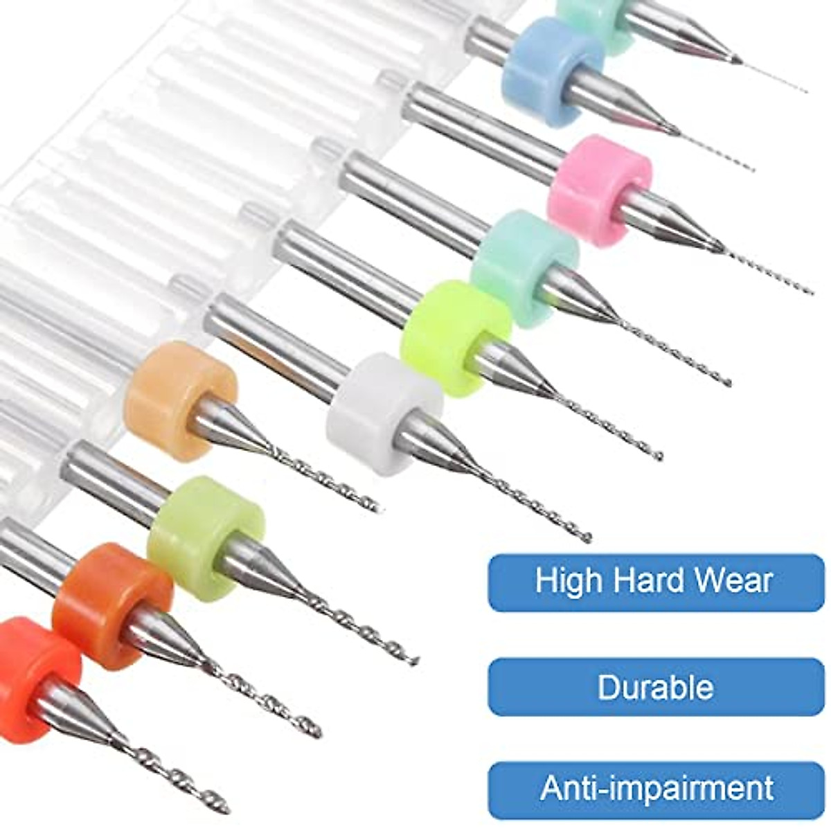 DKARDU PCB Drill Bits 0.1-1.0mm Mini Micro Carbide Spiral Flute Carbide Drill Bits Rotary Engraving Tool for PCB Circuit Board Jewelry CNC Board Power Engraving, 40 PCS