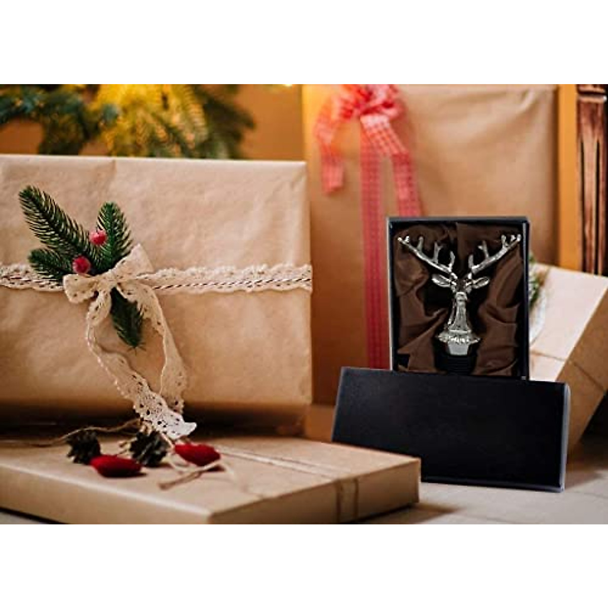 Deer Wine Stoppers ,Food-grade Stainless Steel Wine Stopper with Gift Box,Reusable Wine Corks,Good for Gifts, Bars, Holiday Parties