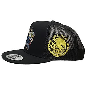 El Borracho y el valiente de Jalisco hat Black mesh Snapback