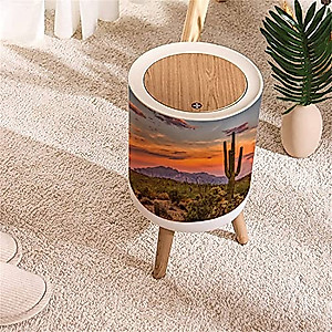 Small Trash Can with Lid Sonoran Sunset Round Recycle Bin Press Top Dog Proof Wastebasket for Kitchen Bathroom Bedroom Office 7L/1.8 Gallon