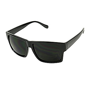 ShadyVEU - Super Extremely Dark Square Retro Flat Top 80's UV400 Eazy E Sunglasses (Matte Frame, Dark Black Lens)