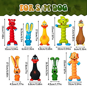 Wettarn 9 Pack Latex Squeaky Dog Toys 7 Inch Soft Rubber Dog Chew Toy Animal Standing Stick Puppy Fetch Interactive Play Assorted Animal Accessories for Small Medium Large Pet(Classic)