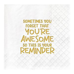 Joyiou Thank You Gifts Napkins, Inspirational Gifts for Women, Men, Coworker, Birthday Party Gift Supplies for Women, Best Friend, Daughter, Mom, Sometimes You Forget You are Awesome, 4.5x4.5In, 50Pcs