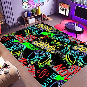Osimiccp Gamer Rug for Boys Room 5'x7' Non-Slip Gaming Rug,Cool Graffiti Gaming Carpet for Bedroom Living Room Game Room Rug Decor