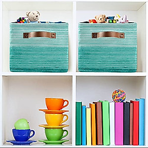 CHIFIGNO Personalized Dog Toy Storage Basket with Handles, Teal Customized Pet's Name Foldable Storage Box Organizer Bag for Clothes Storage Toys Storage, 1PC
