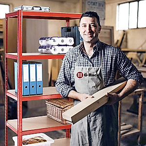 Garage Shelving Units - 71" H x 35" L x 24" W - Heavy Duty Racking - Shelves for Storage -1 Bay - Red - 5 Tier - 3000LB Capacity (600LB Per Shelf) - Workshop, Shed, Office - 5 Year Warranty