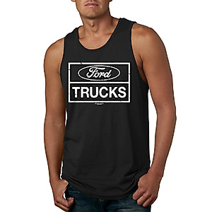 Ford Truck Vintage White Plaque Officially Licensed Cars and Trucks Mens Graphic Tank Top, Black, X-Large
