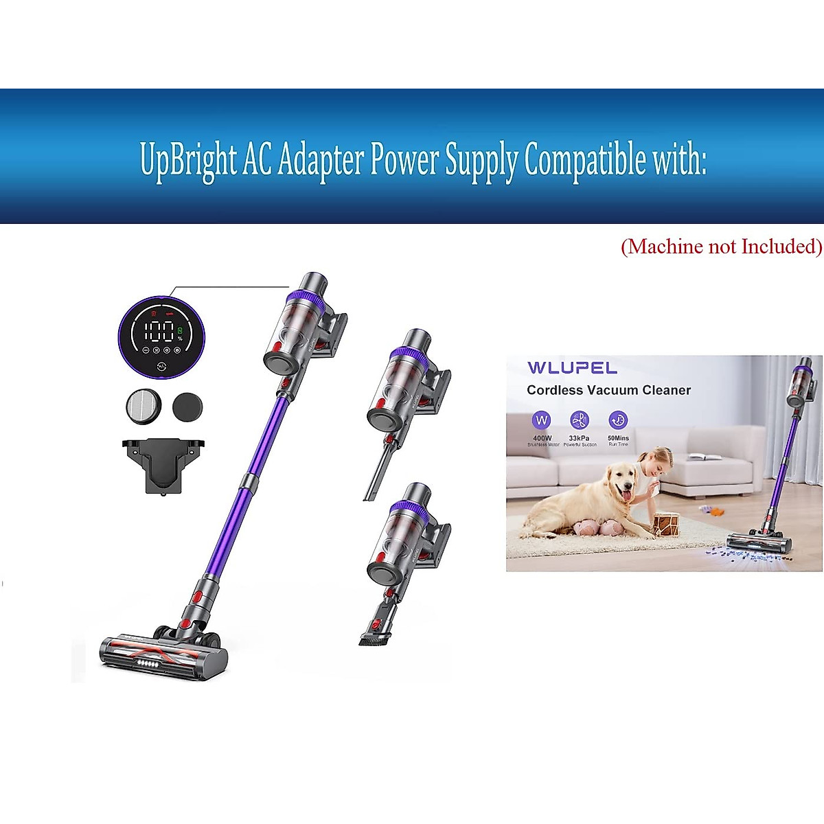 UpBright 30V AC/DC Adapter Compatible with Wlupel Hero 8 Pro 8S CJD808 Knight 8 Hero8Pro KB-H015 25.9V 2.5Ah Li-ion Battery Cordless Stick Vacuum Cleaner CZH015300050USWH 0.5A Power Supply Charger PSU