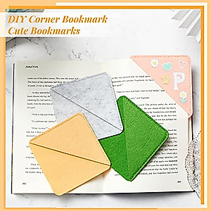 12 Pcs DIY Personalized Hand Embroidered Corner Bookmark Felt Triangle Corner Bookmarks Cute Book Marks with Stars Heart Shaped Items for Book Lovers Women Students Office Gifts Reading Accessories