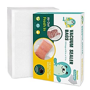Happy Seal Vacuum Sealer Bags, 100 Quart 8" x12" PreCut Food Storage Bags, Seal a Meal, BPA Free, Heavy Duty, Commercial Grade, Sous Vide