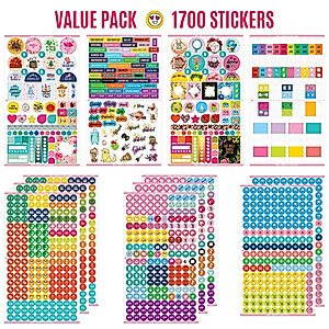 Mirida Planner Stickers – 1700 Productivity Mini Icons for Adults Calendar – Work, Daily To Do, Budget, Family, Holidays, Journaling – Variety Pack with Monthly Tabs