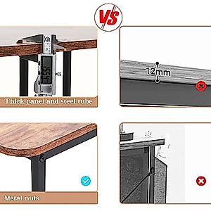 Computer Table, Computer Desk L Shaped with Extra Shelf, 47 Inch Corner Desk for Small Space with Adjustable Leg Pads, 30.5"H Office Table for Home Office Small Space, Modern Simple Style, Brown