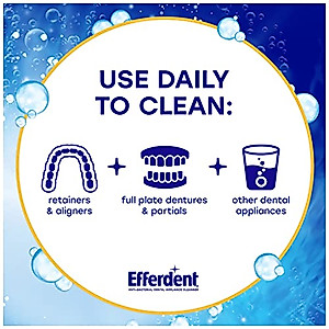 Efferdent Retainer Cleaning Tablets, Denture Cleaning Tablets for Dental Appliances, Overnight Whitening, 90 Count
