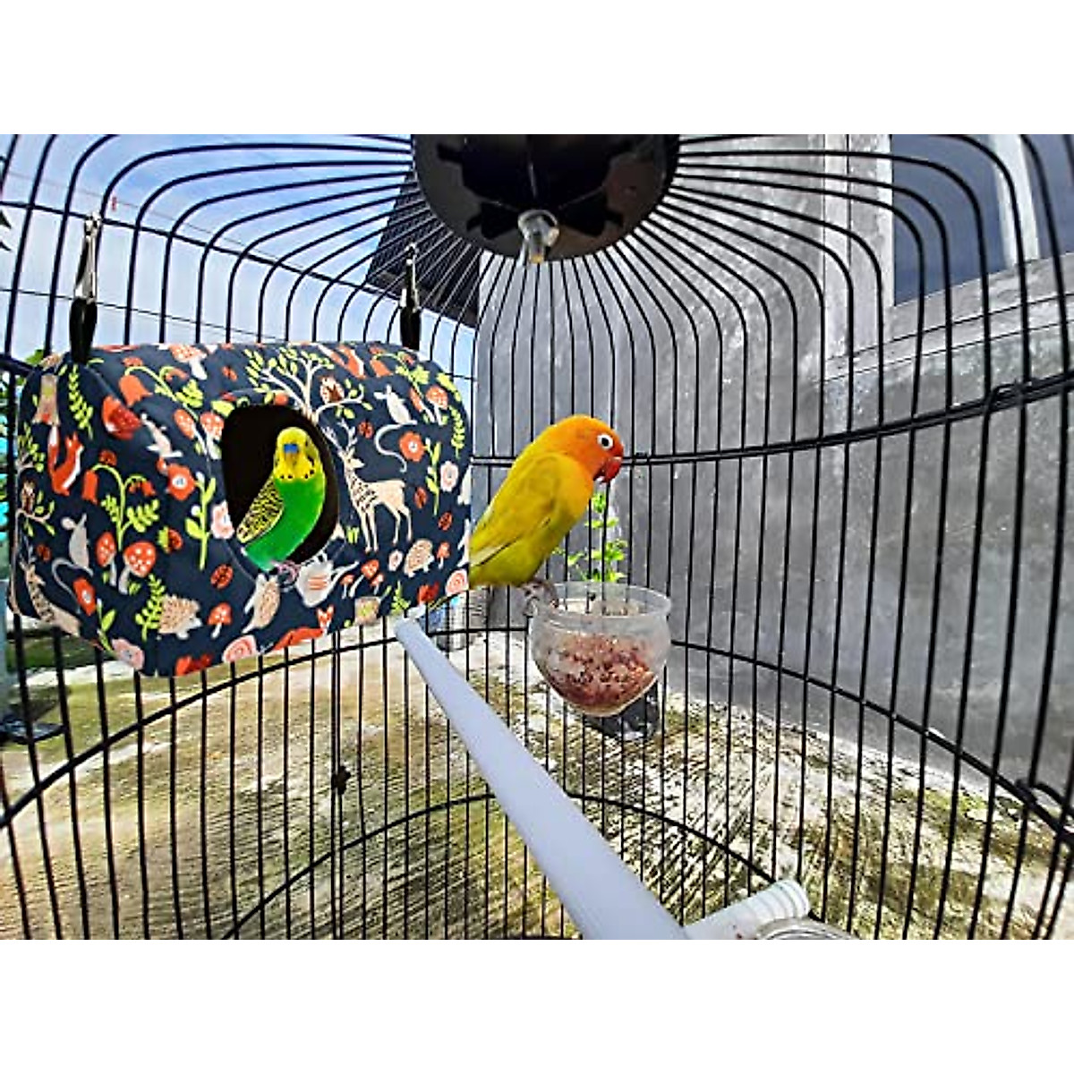 Parrot Cockatiel Warm House Bird Nest Bed Winter Hanging Hammock Birds Sleeping Bed Parrot Hideway Bed Polyester Fabric Washable for Parrot Parakeet Cockatiels Budgies Lovebird African Grey (L)